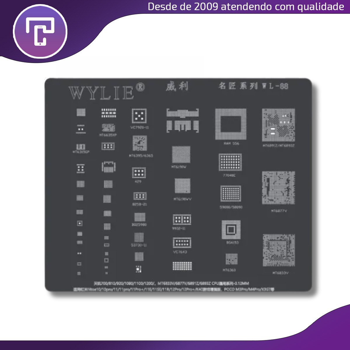 Stencil CPU BGA Poco M3 Pro, M4 Pro e X3 Gt 10 WL - 88 - Terma Cell
